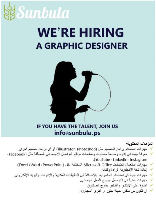 Sunbula: Graphic Designer-Jenin | Career Unit
