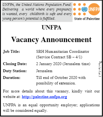 UNFPA: SRH Humanitarian coordinator | Career Unit